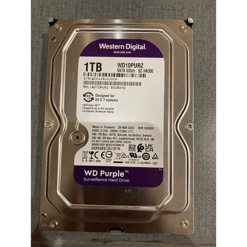 WD Purple 1 TB CCTV HDD ใช้สำหรับบันทึกข้อมูลกล้องวงจร | Shopee Thailand