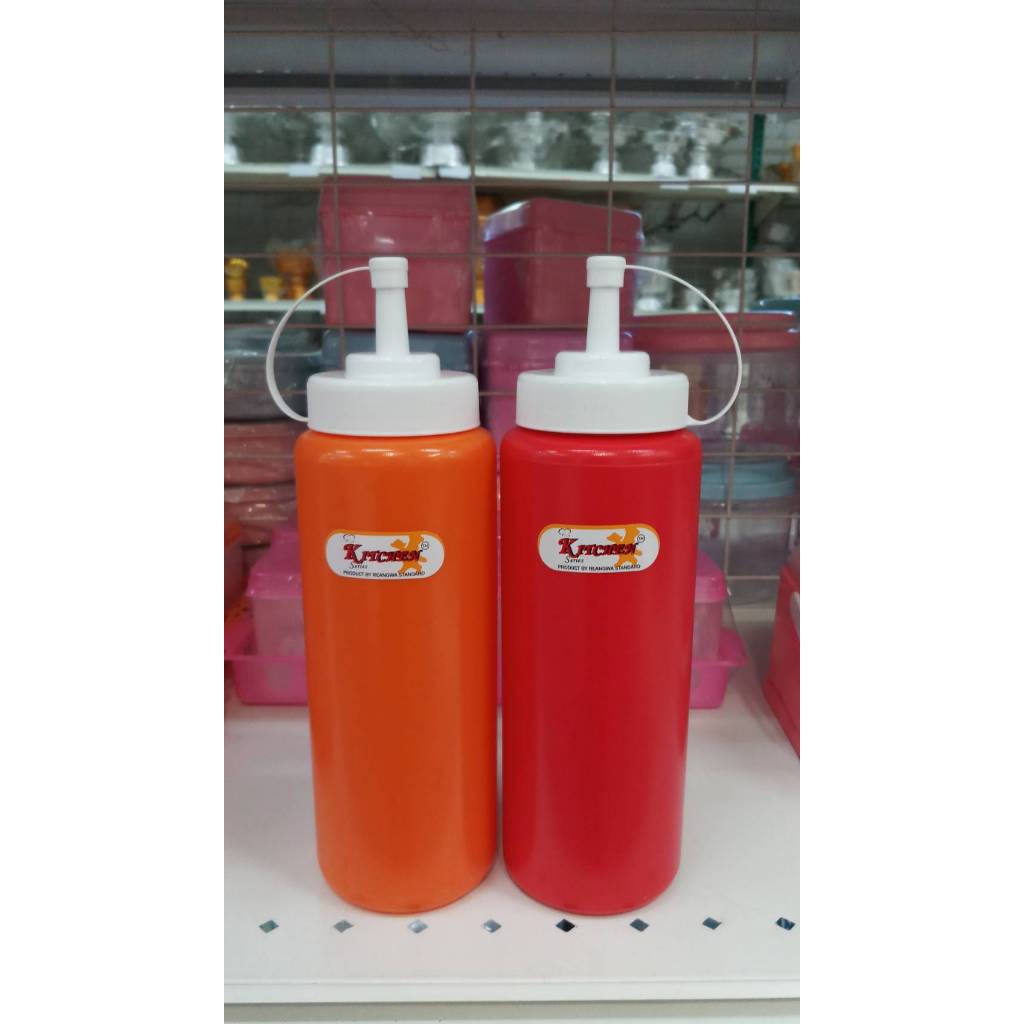 ขวดซอสสีใส ขวดซอสบีบมือสูง 1 รู ฝาปิด สีขาว PINONEER (PNB) ขนาด 500ml. / 700ml. / 900ml. / 950ml ...