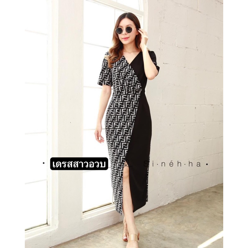 เดรสยาวสาวอวบ อก 38-42 ผ้าไอทีวาย มีซิปหลังจ้า dress plussize | Shopee Thailand