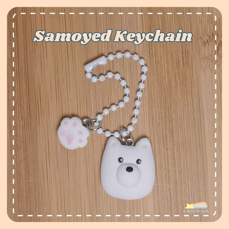Samoyed keychain พวงกุญแจดินปั้น ซามอยด์ | Shopee Thailand