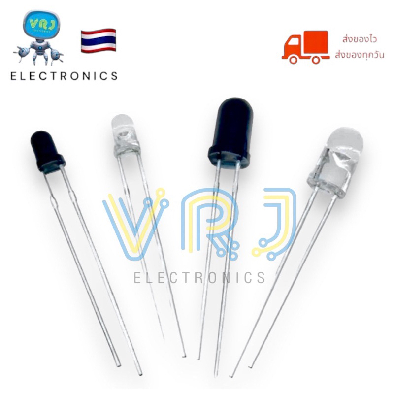 Infrared 940nm LED(เเพ็ค 10ตัว)เซนเซอร์ ตัวรับ-คัวส่ง Phototransistor IR LED 3mm 5mm อินฟาเรด ...