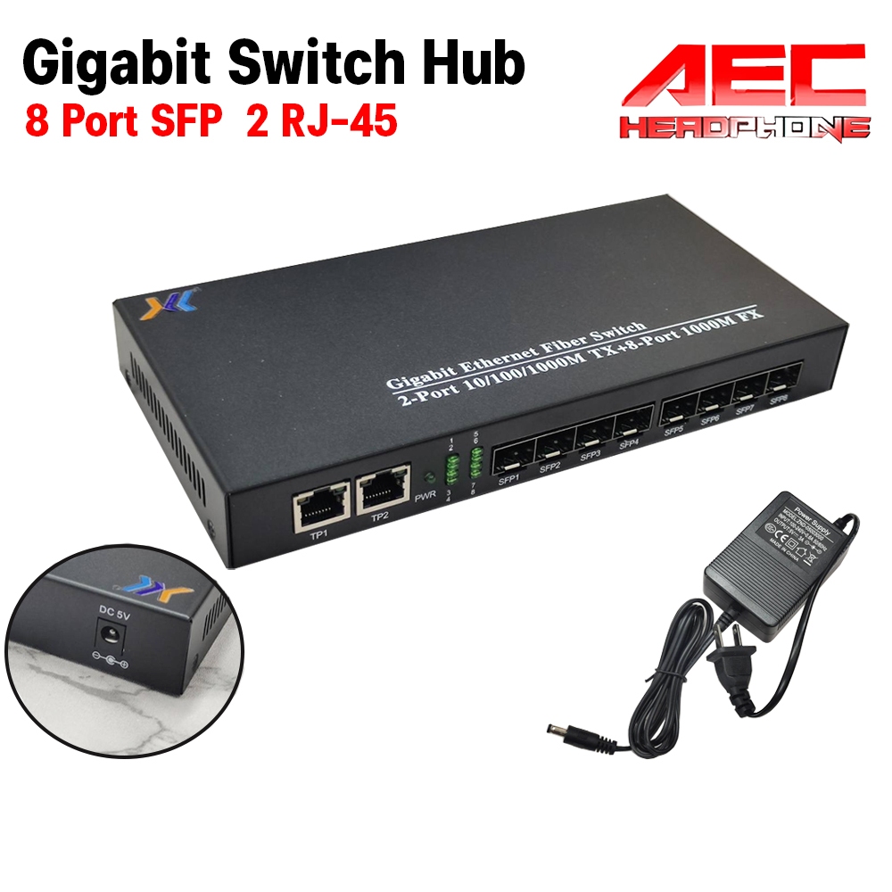 SFP Switch 8 Port Fiber + LAN 2Port 10/100/1000Mbps Fiber Optical Media ...