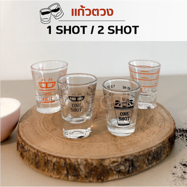 แก้วตวง 1 ช็อต, 2 ช็อต SETละ 3 ใบ (One Shot Glass, Two Shot Glass ...