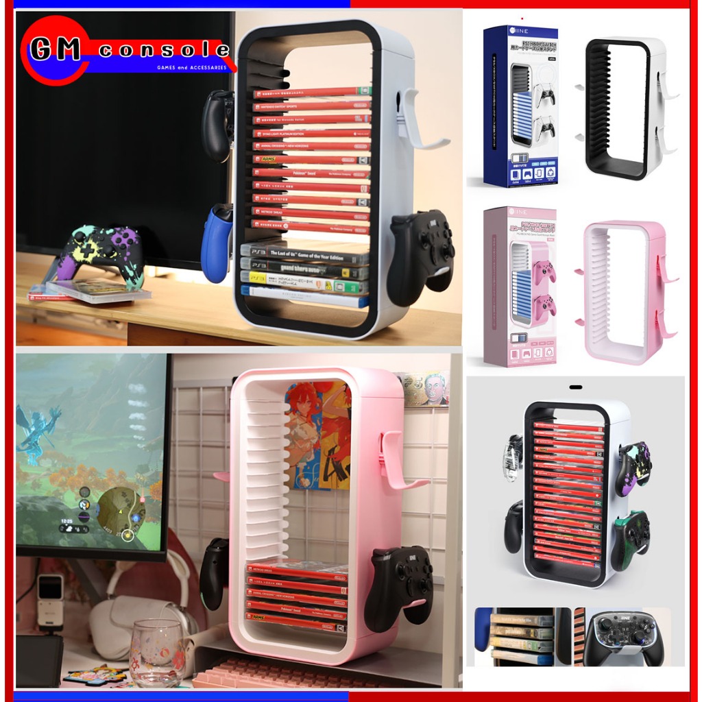 NEW IINE ชั้นวางแผ่นCassette Storage Rack Handle Bracket PS5/NS ชั้นวางแผ่นดิสก์ ps4 ps5 xbox ...