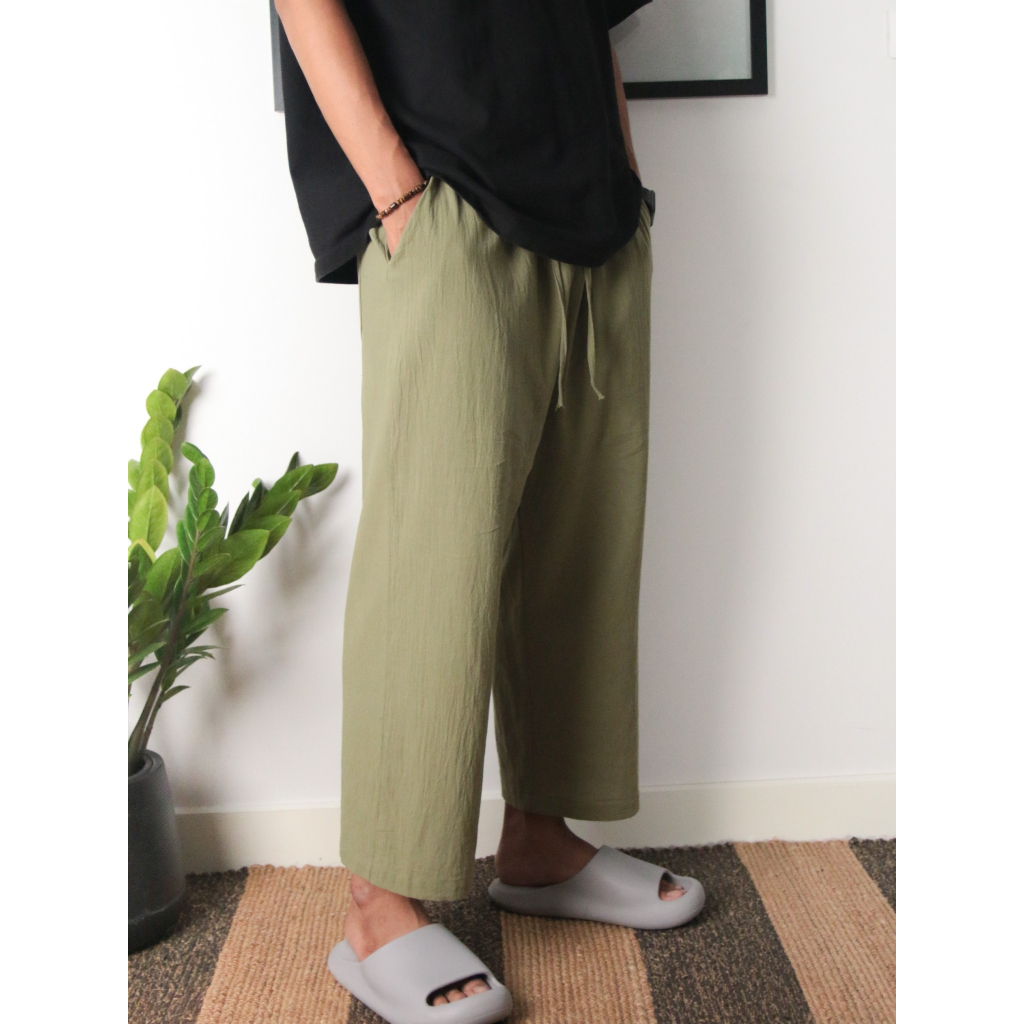 methee กางเกงขายาวสไตล์ญี่ปุ่น ผ้าลินิน ฟรีไซส์ เอว24-40 นิ้วใส่ได้ ...