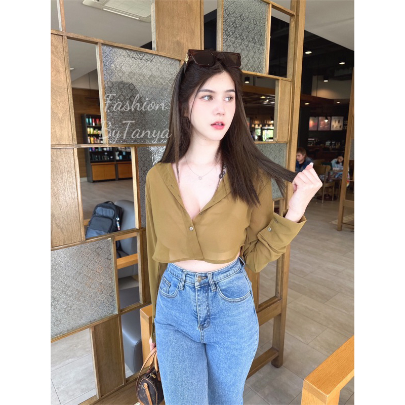 ครอปเชิ้ตชีฟอง (C01) | Shopee Thailand