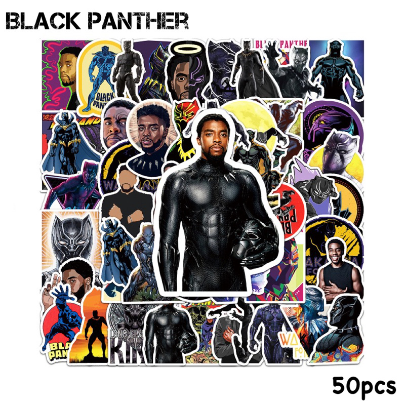 สติ๊กเกอร์ Black Panther 581 แบล็ค แพนเธอร์ 50ชิ้น spiderman marvel มา ...