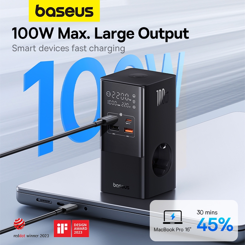 【2 Years Warranty】Baseus Chargers 100W Power Strip 2AC+2U+2C PowerCombo ...