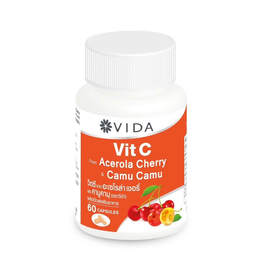VIDA Vit C From Acerola Cherry And Camu-Camu วิตซี จากอะเซโรล่าเชอรี่และคามูคามู กระปุก60แคปซูล ...