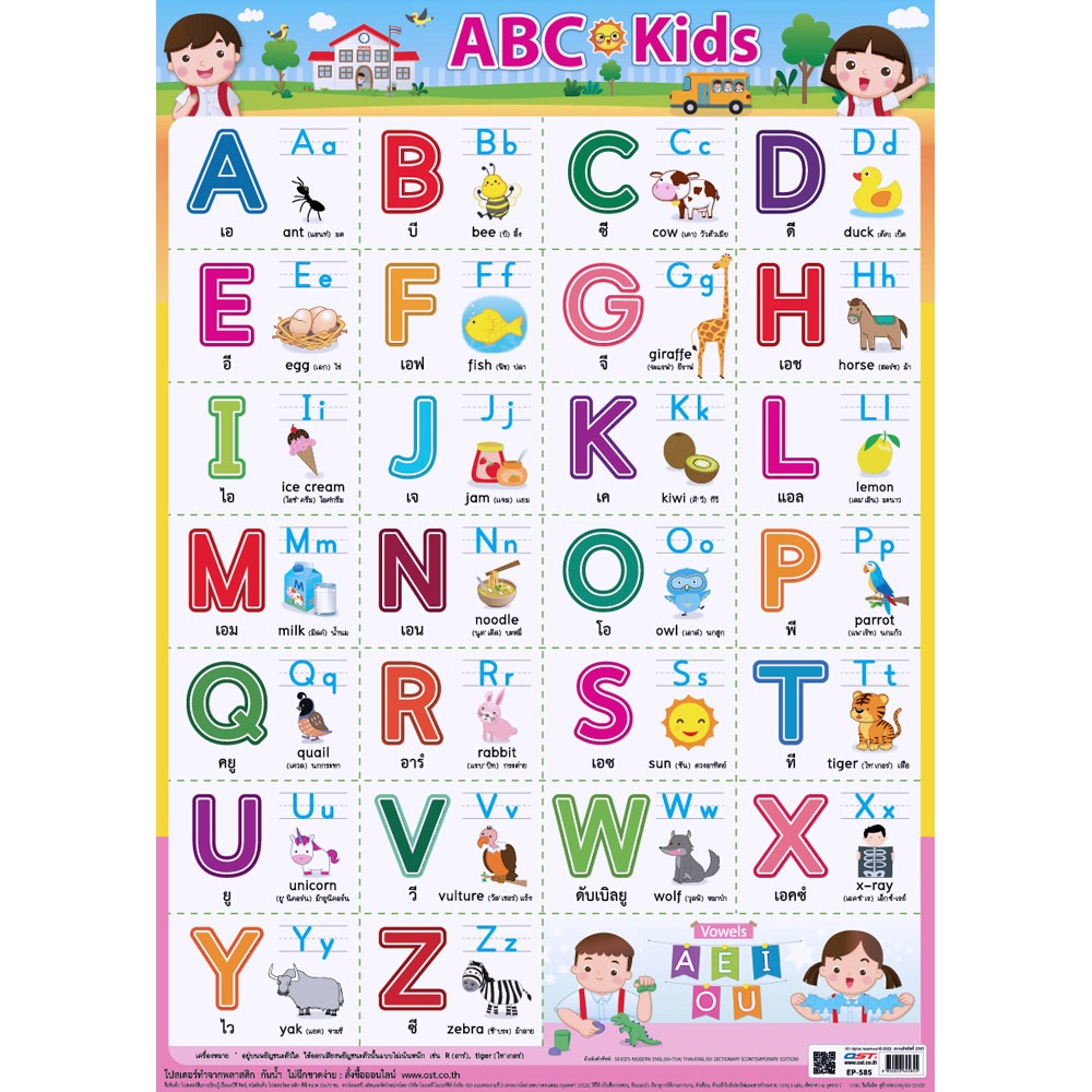 โปสเตอร์ความรู้ หัดอ่าน ABC พลาสติก EP-585 ABC Kids | Shopee Thailand