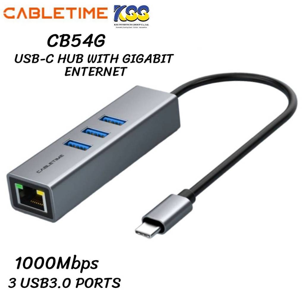 CABLETIME CB54G USB-C to RJ45 + 3USB HUB ETHERNET LAN GIGABIT | Shopee Thailand