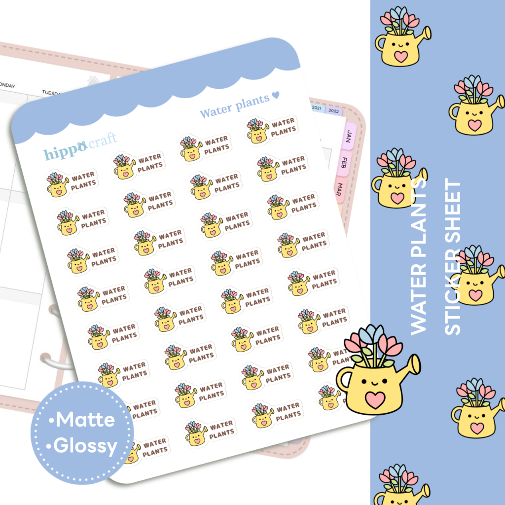 Water plants Planner sticker sheet สติ๊กเกอร์ไดคัท เตือนความจำ ติด ...