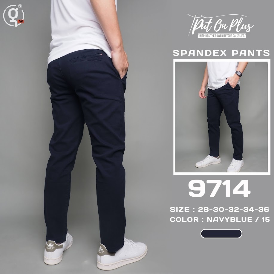 GOODWIN - 9714 SPANDEX PANTS กางเกงขายาว ผู้ชาย ผ้ายืด สีพื้น Slim fit | Shopee Thailand
