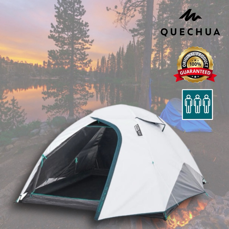 เต็นท์นอนสำหรับ 3 คน รุ่น MH100 FRESH & BLACK QUECHUA | Shopee Thailand