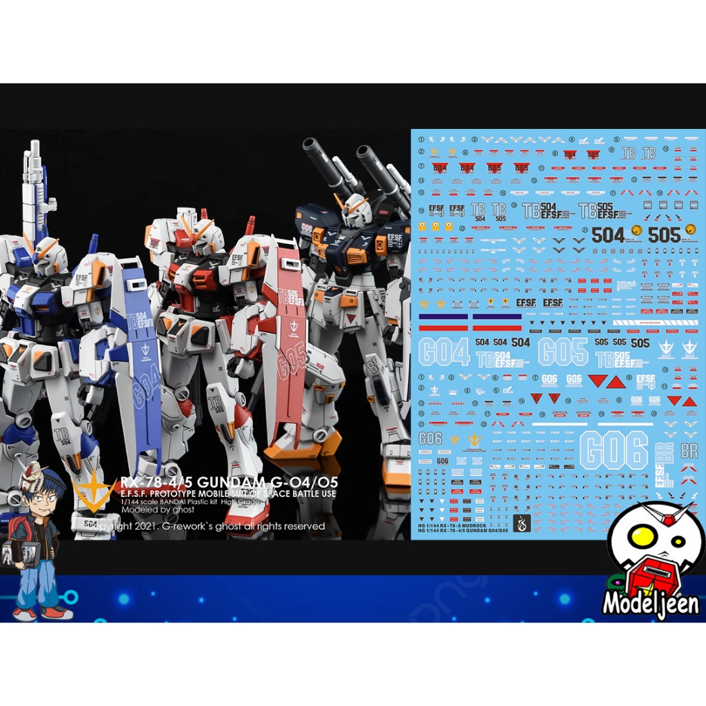 (Ghost Decal) Water Decal 032 HG1/144 Gundam RX-78-4/5/6 (G4,G5,G6) | Shopee Thailand