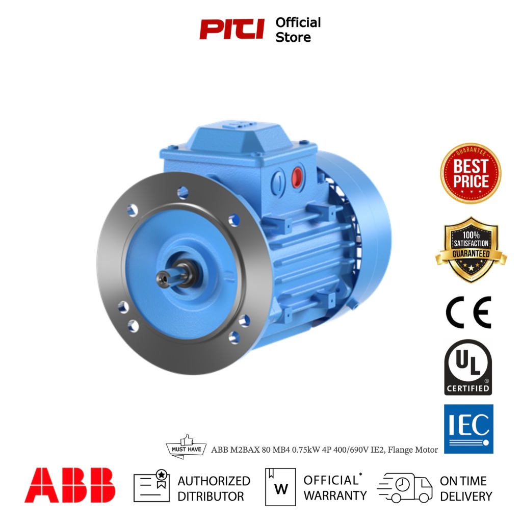 ABB M2BAX 80 MB4 0.75kW 4P 400/690V IE2, Flange Motor # 3GBA082320-BDC | Shopee Thailand