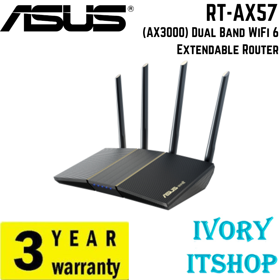 ASUS RT-AX57 (AX3000) Dual Band WiFi 6 Extendable Router RT-AX57 ...