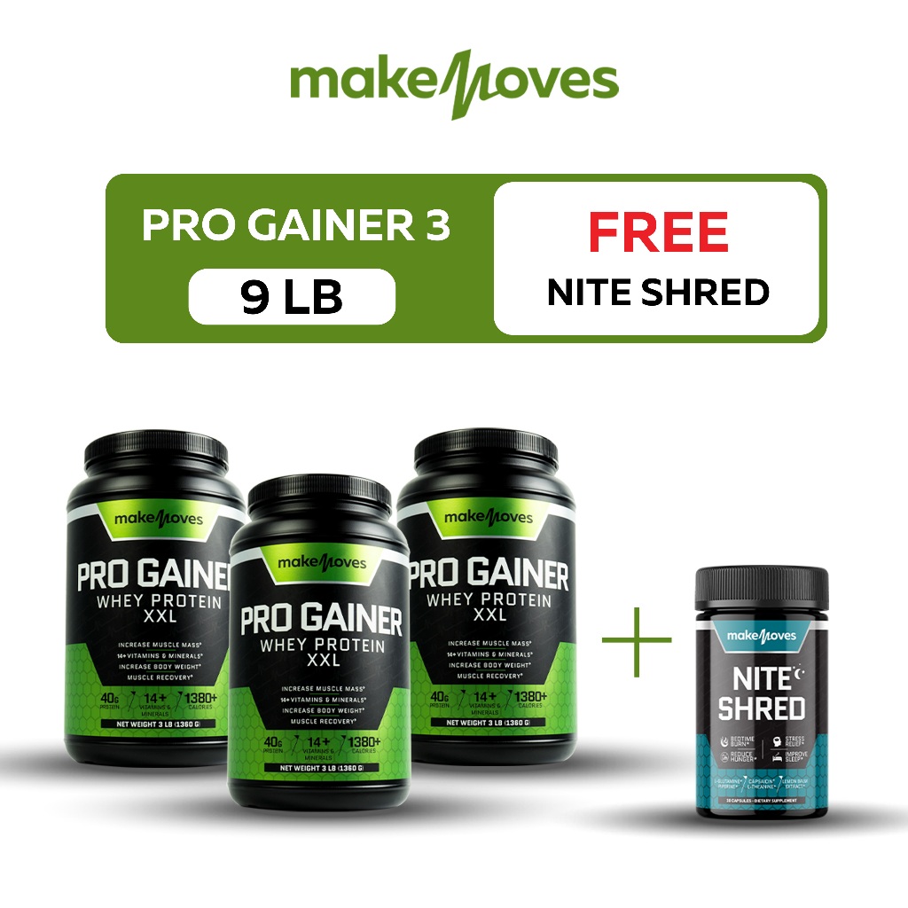Pro Gainer Whey Protein XXL MakeMoves (Pro Gainer 3 with free nite shred) | Shopee Thailand