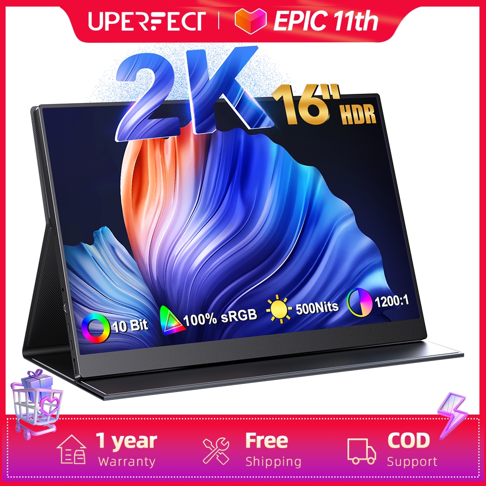 UPERFECT 2K Portable Monitor Matte Screen 16 inch IPS HDR FreeSync ...