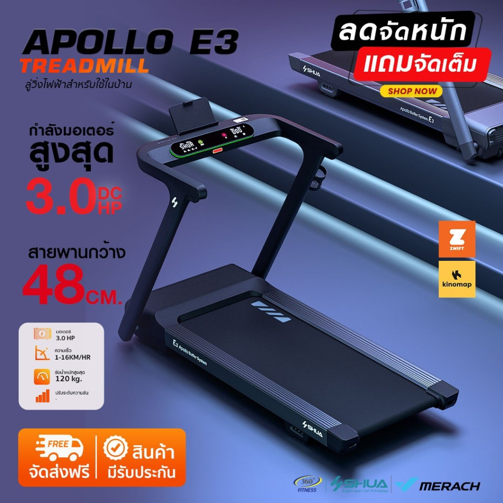 ลู่วิ่งไฟฟ้า รุ่น APOLLO E3 (TREADMILL APOLLO E3 รุ่น SH-T310) | Shopee ...