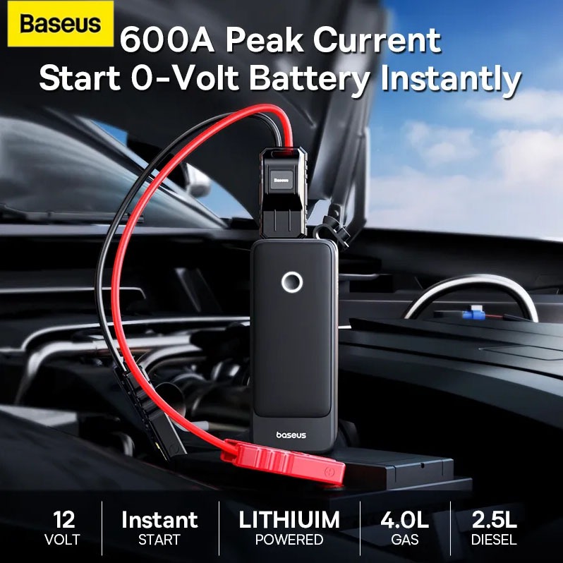 【2 Years Warranty】Baseus Car Jump Starter 600A Car Battery Charger ...