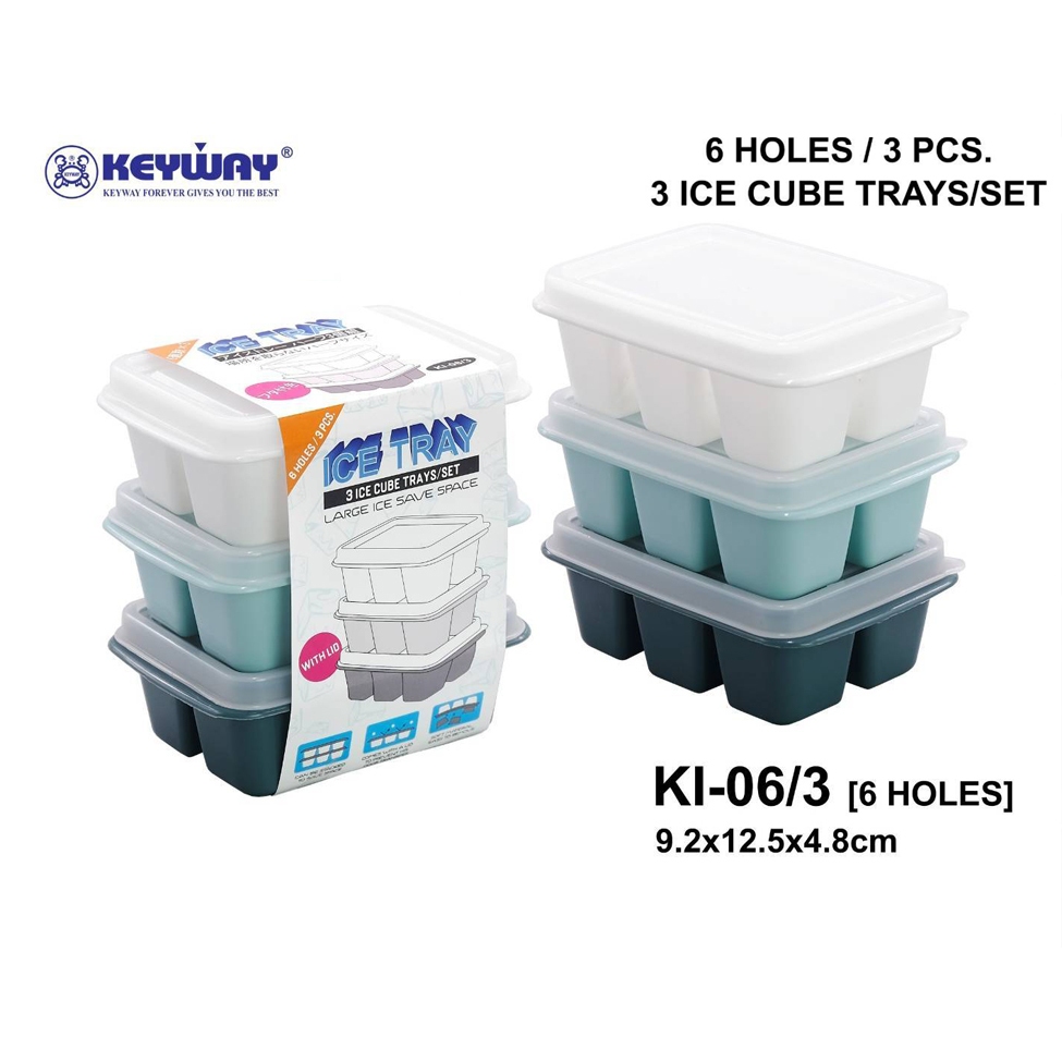 Keyway KI-06/3 ถาดทำน้ำ 6 ช่อง 3 ชิ้น พร้อมฝาปิด สไตส์ญี่ปุ่น (3 ICE ...