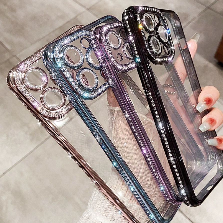 เคสนิ่มก้องเพชร เคสขอบเงาเพชร case สำหรับ for iPhone14-15-14Pro-15Pro ...