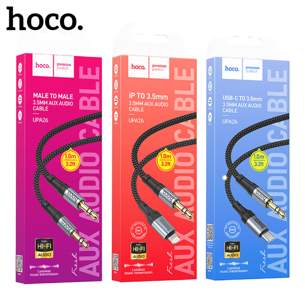 Hoco UPA26 หัวแปลง หูฟัง 3.5mm aux audio / iP to Aux 3.5 / TYPE-C to Aux 3.5 สำหรับ iP / Aux ...