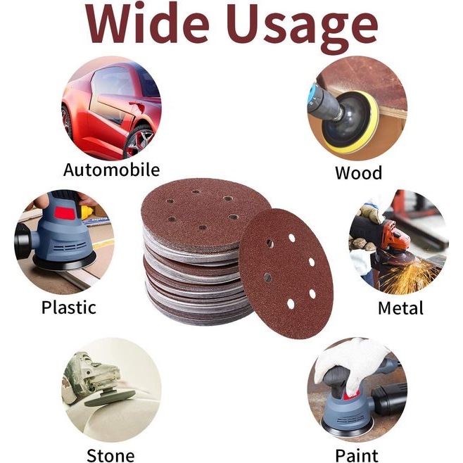 ราคาโรงงาน （SHUYE）กระดาษทรายกลมมีรู 5นิ้ว 6หลุม 10ใบ หลังสักหลาด มี ...