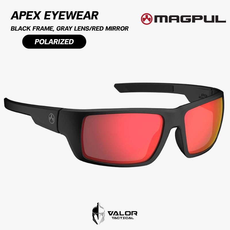 Magpul - Apex Eyewear, Polarized - Black Frame, Gray Lens/Red Mirror ...