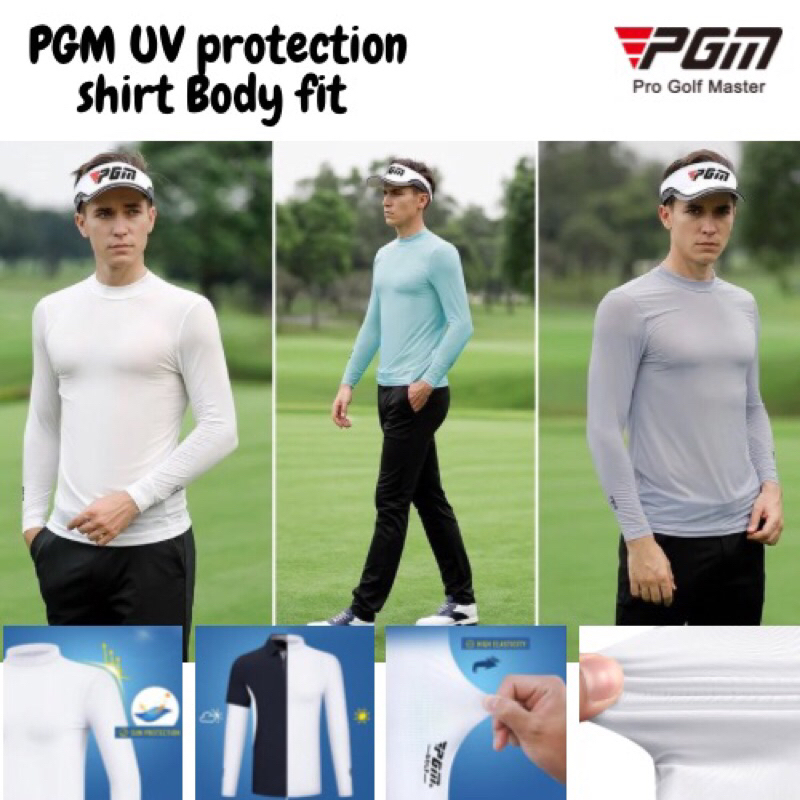เสื้อยืดผ้าไหมน้ำแข็งกันยูวีแขนยาว PGM UV protection shirt Body fit ระบายเหงื่อรัดกล้ามเนื้อ ...