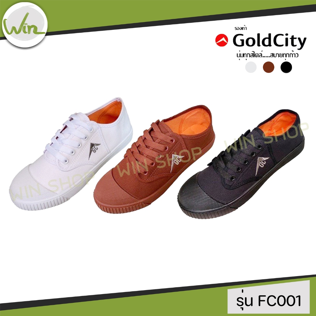 รองเท้านักเรียน ชาย ยี่ห้อ โกลซิตี้ Gold City รุ่น GC Fc001 สี ดำ น้ำตาล ขาว ของเเท้ จากบริษัท ...