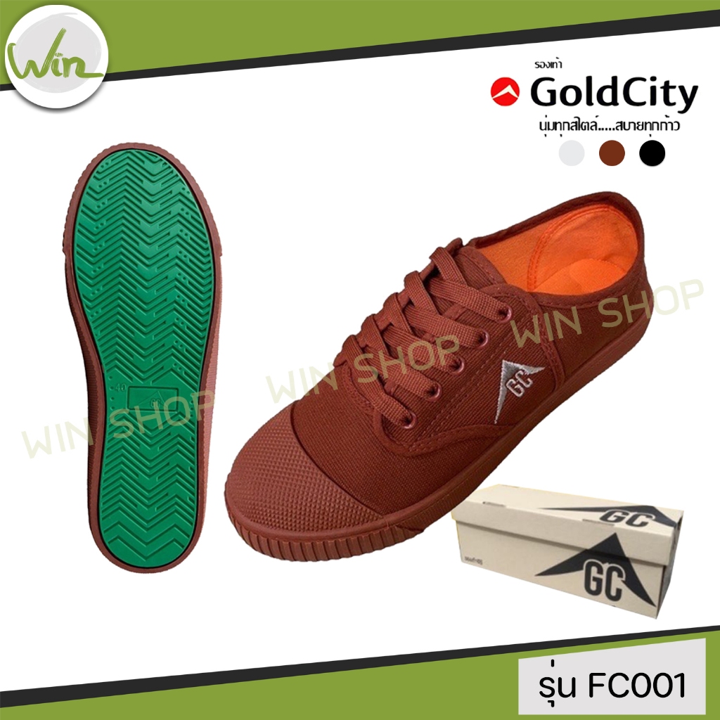 รองเท้านักเรียน ชาย ยี่ห้อ โกลซิตี้ Gold City รุ่น GC Fc001 สี ดำ น้ำตาล ขาว ของเเท้ จากบริษัท ...