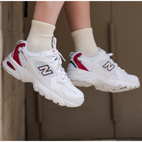 New Balance NB 530 สีขาวแดง ของแท้ 100 % รองเท้าผ้าใบ | Shopee Thailand