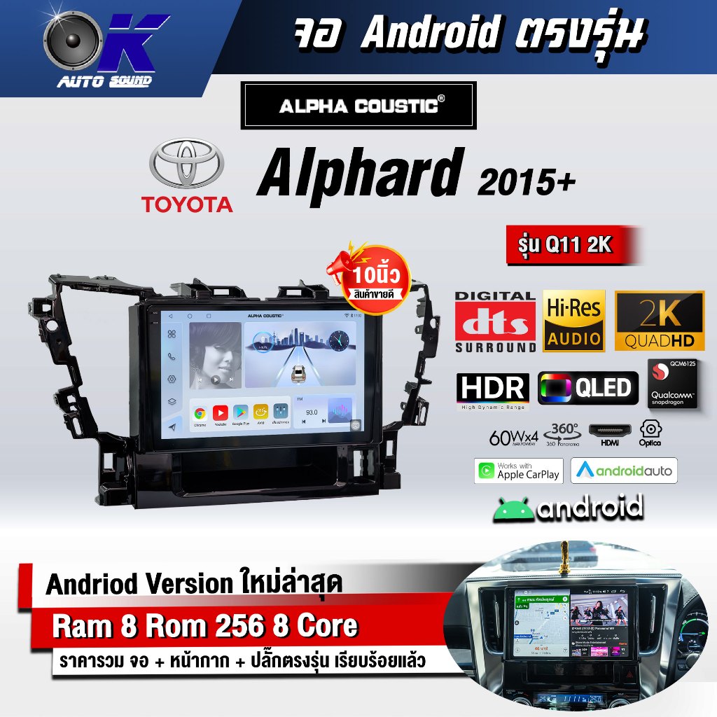 จอแอนดรอย ตรงรุ่น 10.1 นิ้ว Toyota Alphard 15+ (จอ Andriod แท้-รับ ...