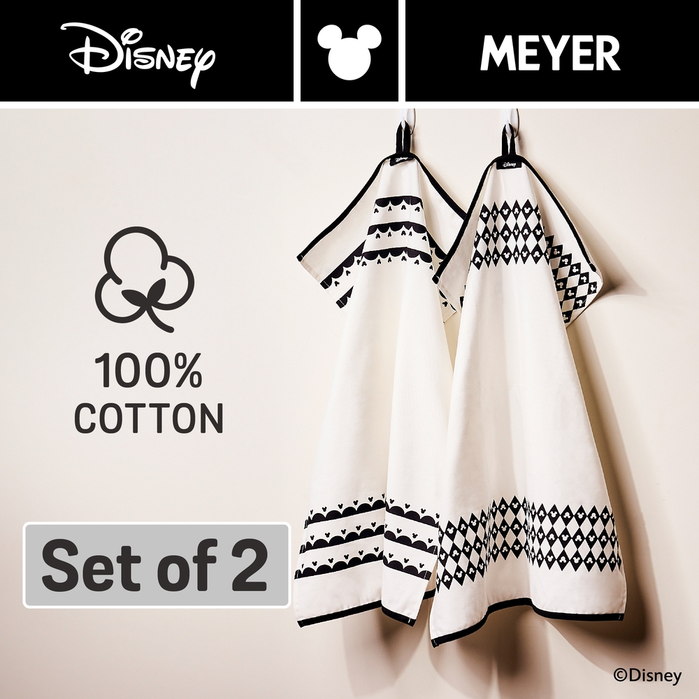 DISNEY MONOCHROME ชุดเซ็ตผ้าเช็ดจานคู่MEYER Mickey mouse ลิขสิทธิ์แท้ ยาว 69 ซม. xกว้าง49.5 ซม. ...
