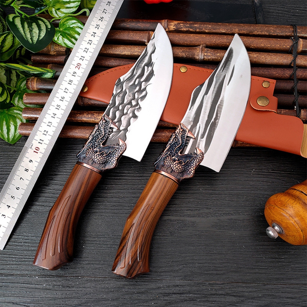 มีดแล่เนื้อ ด้ามจับหัวมังกร สไตล์ญี่ปุ่น พร้อมซองหนัง มีดทำครัว ทำอาหาร ...