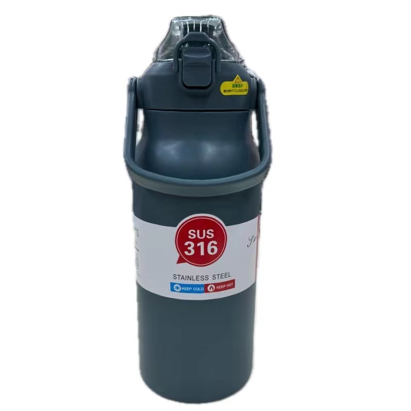 คางเล่อกระติกน้ำสแตนเลส316 กระบอกน้ำเก็บความร้อน ความเย็น มีหูหิ้ว และหลอด ขนาด1700ml มี6สีให้ ...