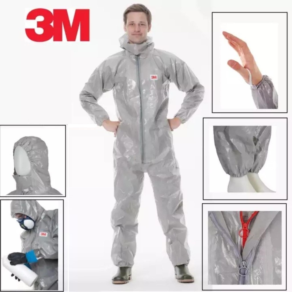 3M ชุดป้องกันสารเคมีรุ่น 4570 ผ่านมาตรฐานการป้องกัน Coverall Grey Type ...