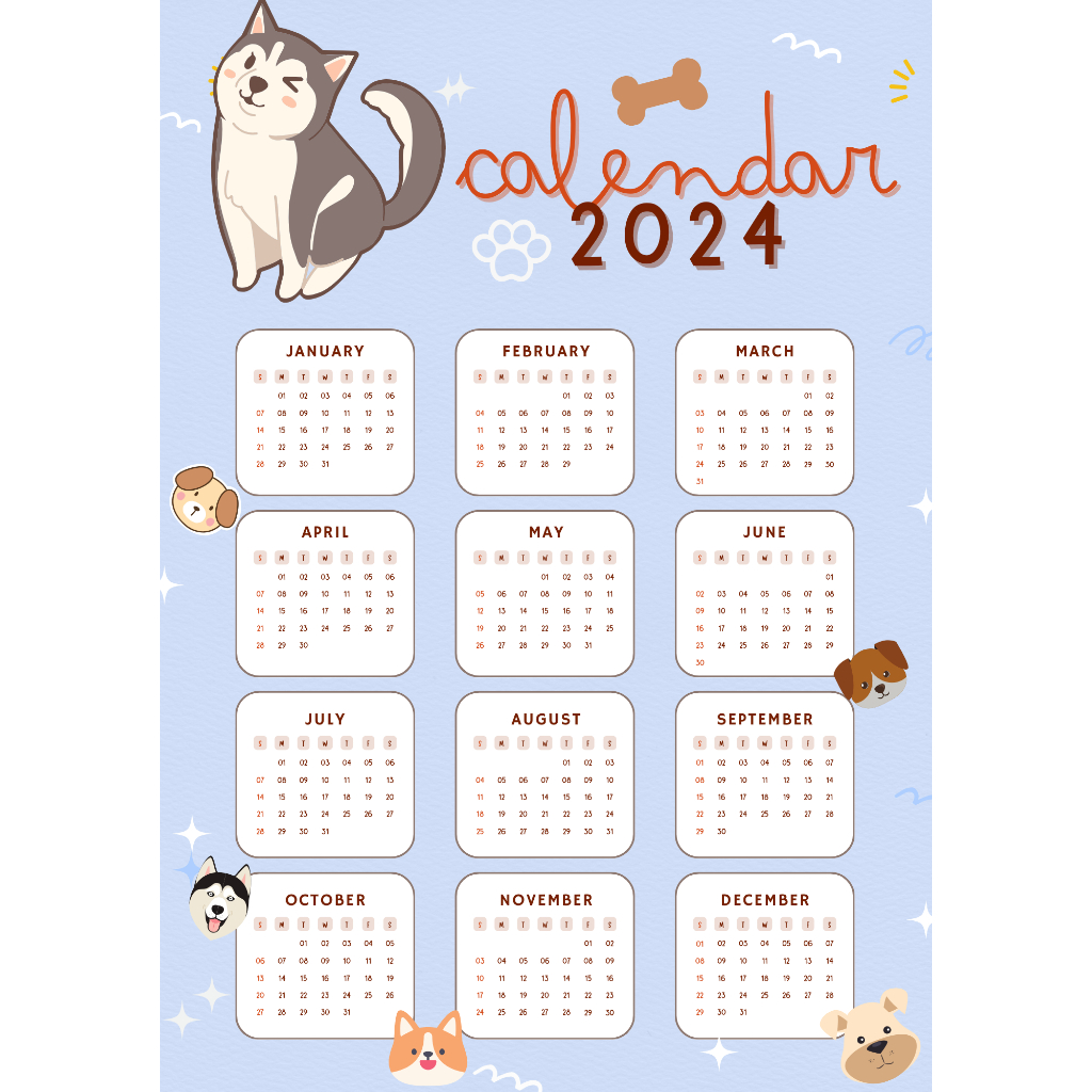 ปฏิทินปี 2567 Calendar 2024 | Shopee Thailand