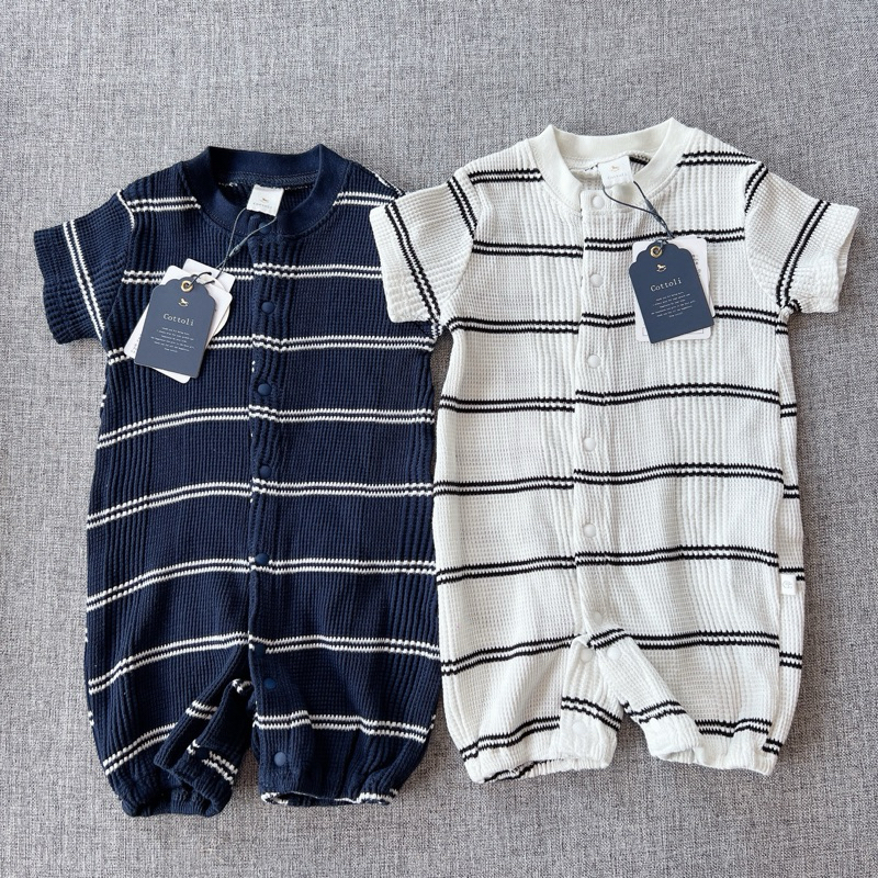 Cottoli รอมเปอร์กระดุม สีขาวสีกรม ลายทาง (50-60)3-6โล | Shopee Thailand