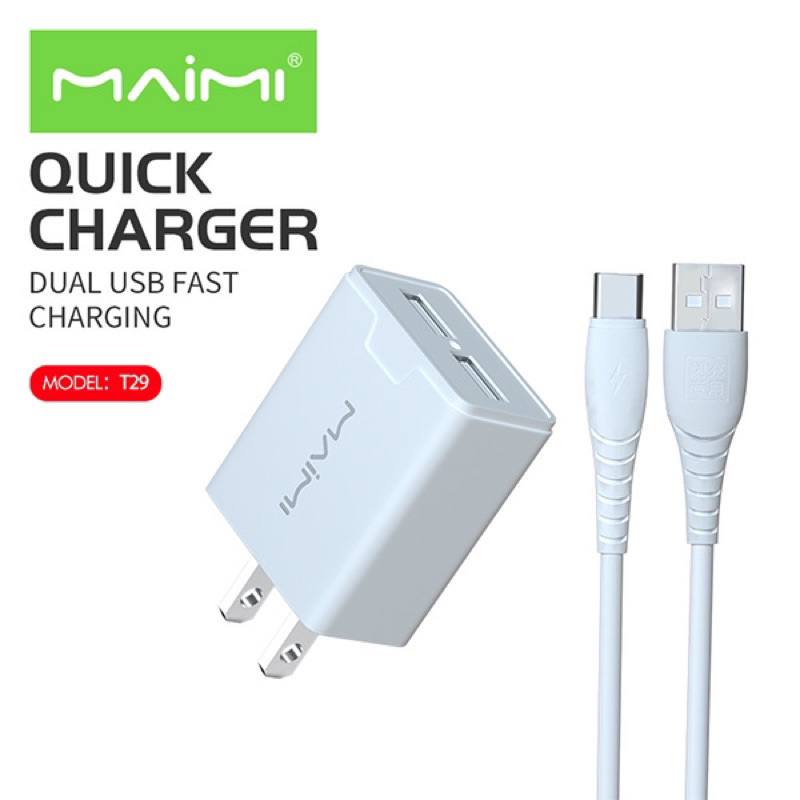 MAIMI ที่ชาร์จ มือถือ 2ช่อง USB จ่ายไฟ 2.4A รุ่น T29 สามารถใช้ชาร์จ มือถือพร้อมกันได้ | Shopee ...