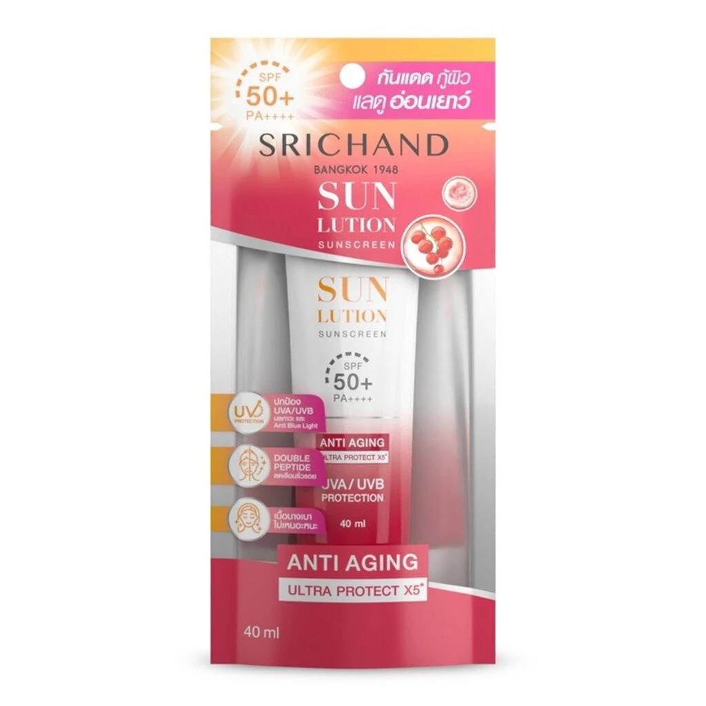 ครีมกันแดด ศรีจันทร์ ซันลูชั่น ซันสกรีน Srichand Sunlution Sunscreen / Luminescence SPF50+ PA ...