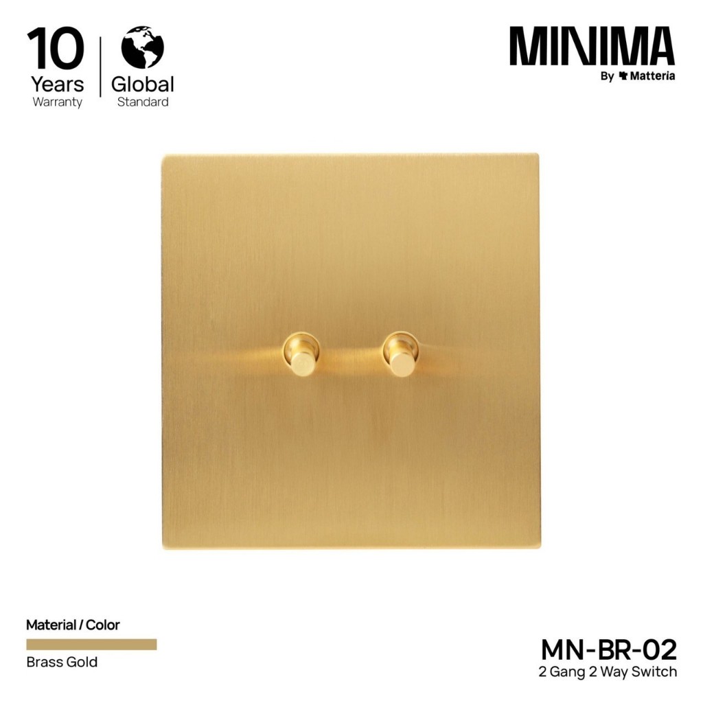 Minima รุ่น MN-XX-02 Switch 2 gang 2 way ขนาด 85x90 mm สีด้าน สวิทซ์มินิมอล สแตนเลส สวิทซ์สวยๆ ...