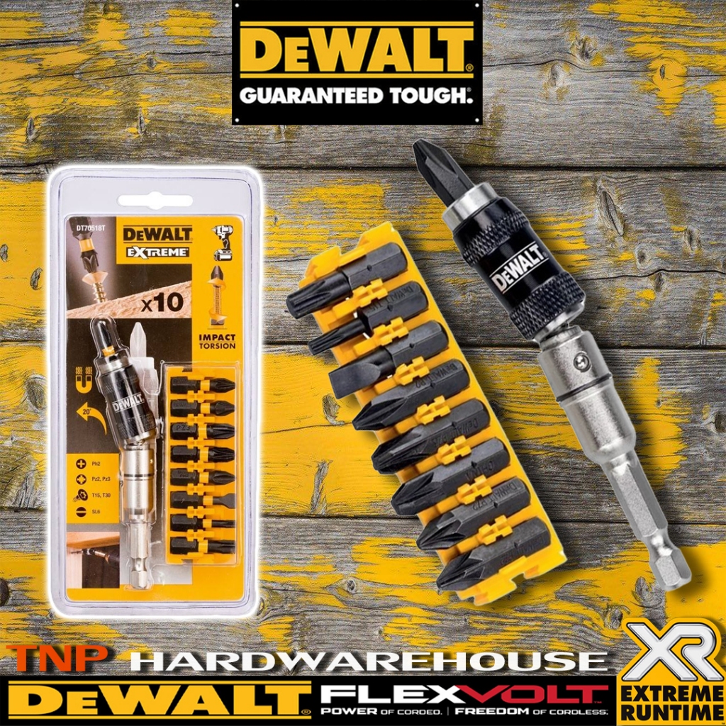 DEWALT ชุดไขควงกระแทก พร้อมหัวจับดอกสว่านแบบหมุนได้ 10 ชิ้น รุ่น ...