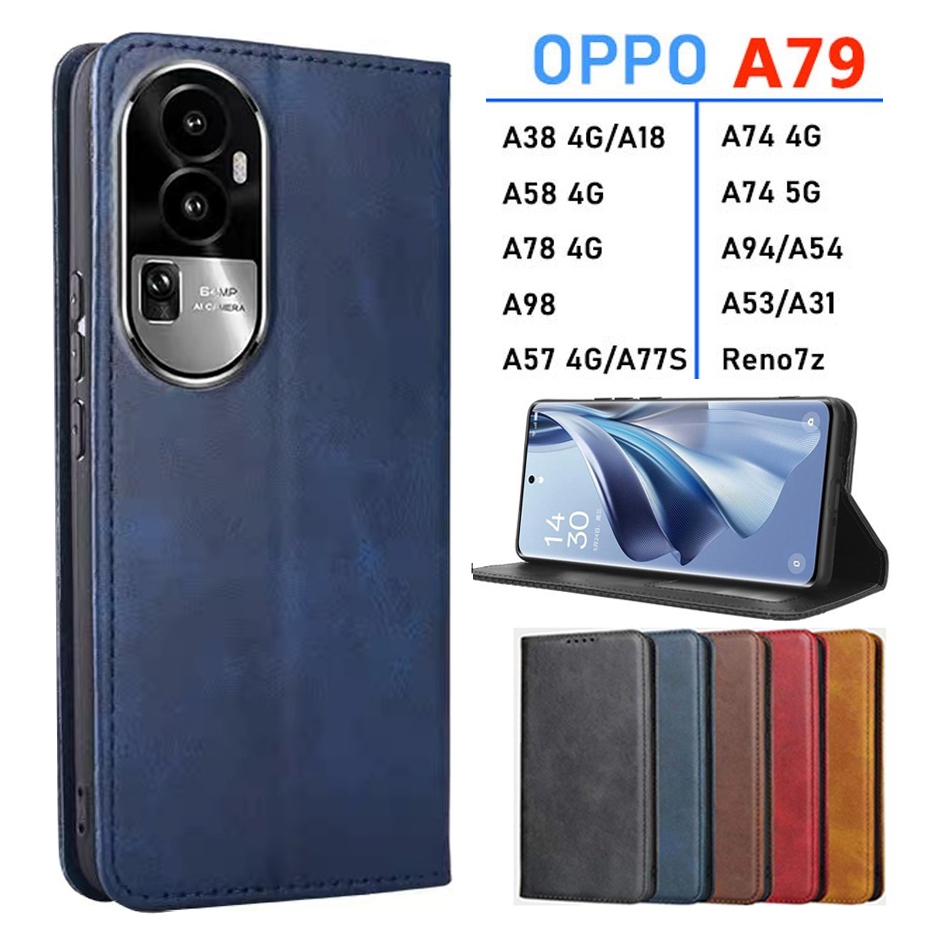 เคสฝาพับ OPPO A79 A38 A18 A58 A78 A98 A57 A77S A17 A17K Reno8T A16K A54 A74 A94 A95 A96 A53 A31 ...