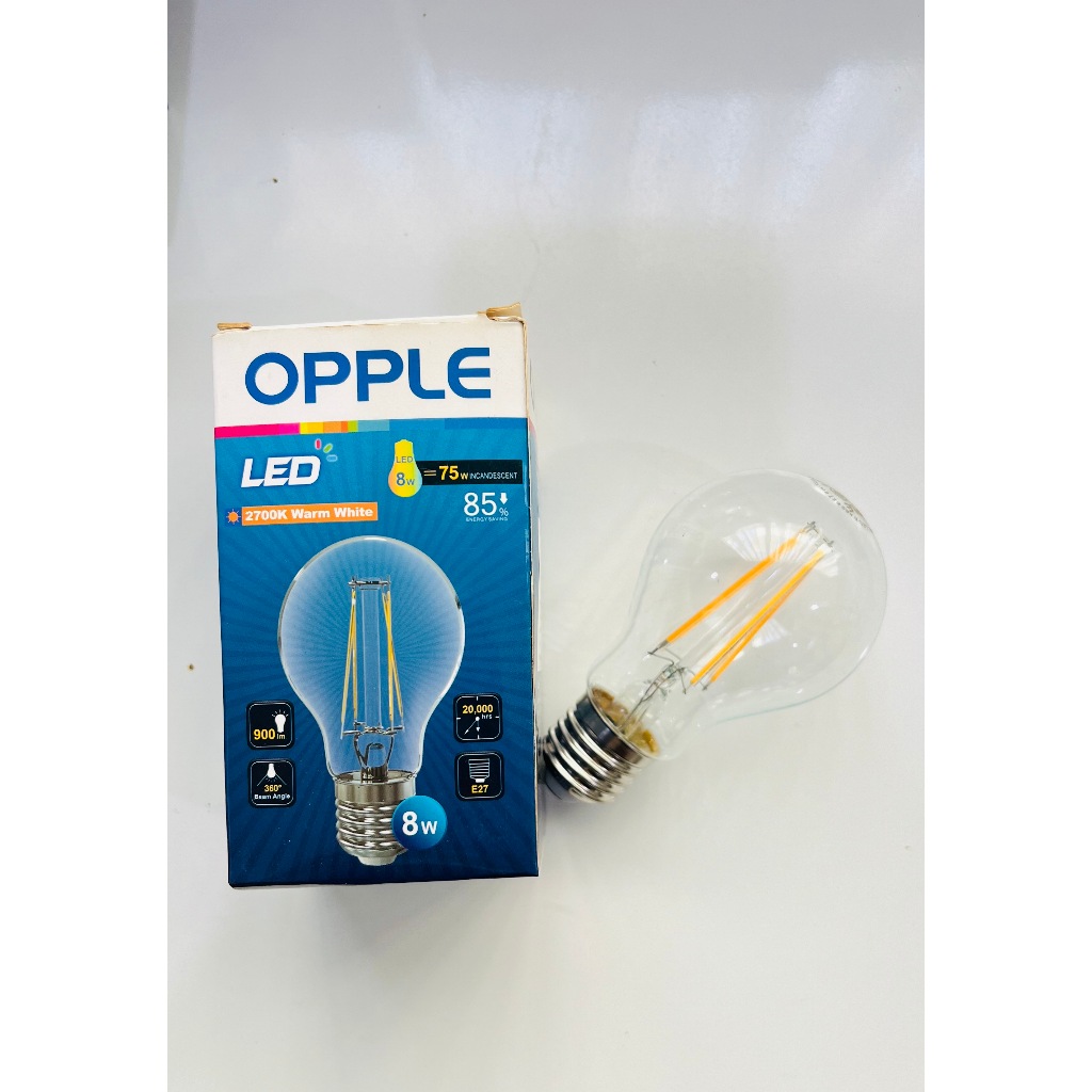 หลอด LED Filament A60 8W E27 2700K OPPLE | Shopee Thailand