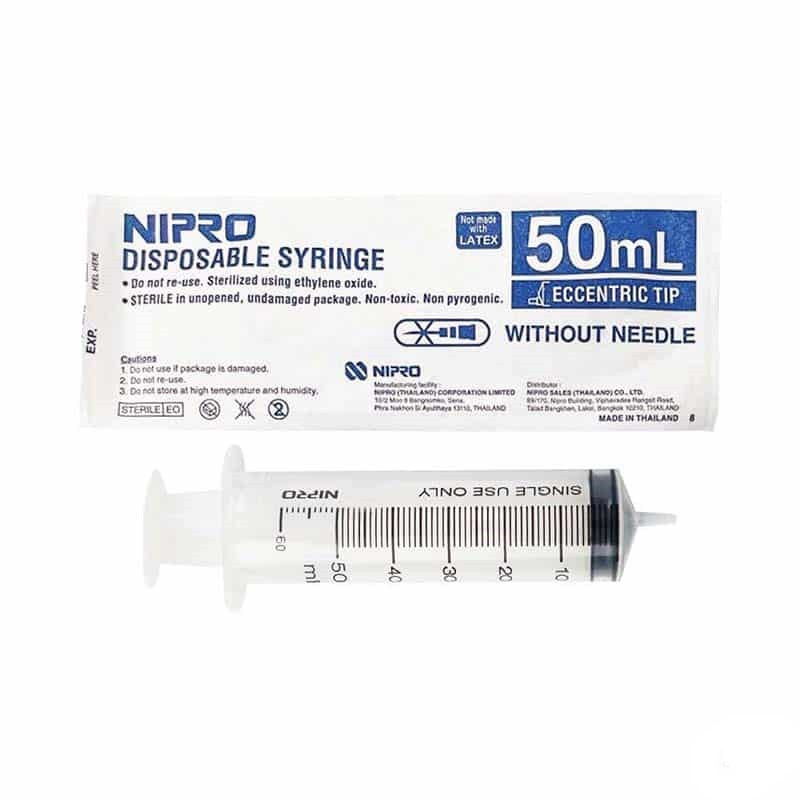Nipro Syringe 50 mL ไซริ้งค์ นิโปร 50 cc หัวข้าง ใช้ล้างจมูกได้ | Shopee Thailand