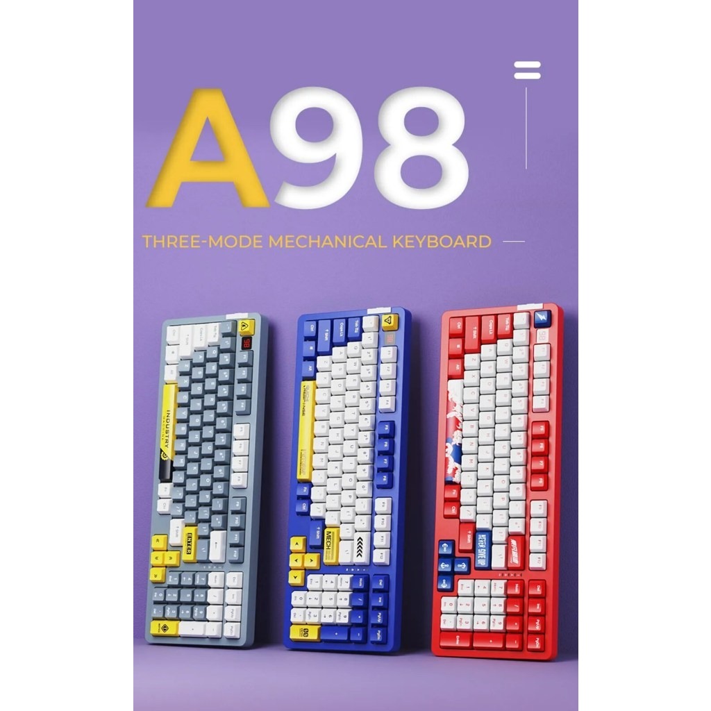 DAREU A98 Pro Wireless Mechanical แมคคานิคอลคีย์บอร์ดไร้สาย Sky Blue Switch RGB Backlight PBT ...