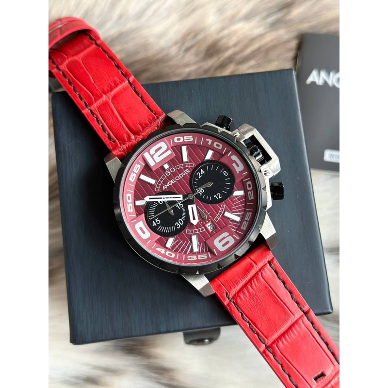 ⌚️Angel Clover NCT48 Chronograph Date Red Dial Men Size | Shopee Thailand